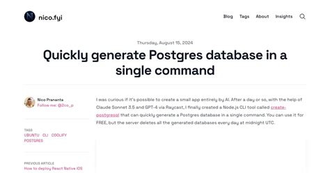Quickly Generate Postgres Database In A Single Command Nicos Blog