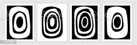 미니멀리스트 기하학적 포스터 디자인 중반 세기 현대 바우 하우스 스타일은 작품에 영감을 불어 넣었습니다 흑백 원으로 설정된 벡터