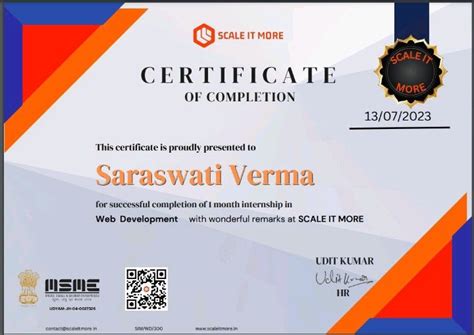 saraswati verma on linkedin connections internshipexperience scaleitmore webdevelopment intern