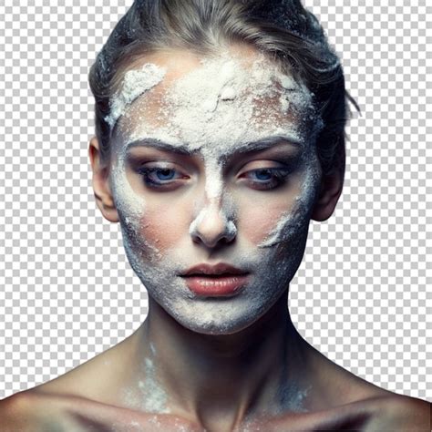 Premium Psd Woman Covered Her Face White Powder