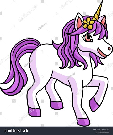 Unicorn Princess Cartoon Colored Clipart Stock Vector Royalty Free