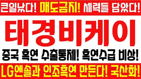태경비케이 주가전망 긴급 속보 특급정보 큰일났다 매도금지 세력들 담았다 중국 흑연 수출통제 흑연수급