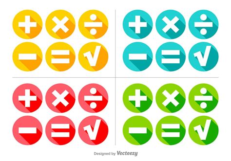Vector Colorful Math Symbols Buttons Set 113682 Vector Art At Vecteezy