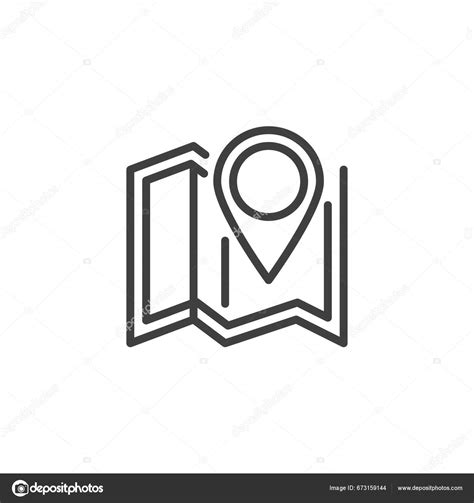 Folding Map Pin Line Icon Linear Style Sign Mobile Concept Stock Vector By ©avicons 673159144
