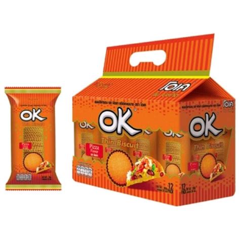 Ok Thin Biscuitโอเคทิน บิสกิต ขนมปังอบกรอบ ชนิดแผ่นบาง บรรจุ 1ห่อ 12 แพ็ค น้ำหนักสุทธิ 360 กรัม