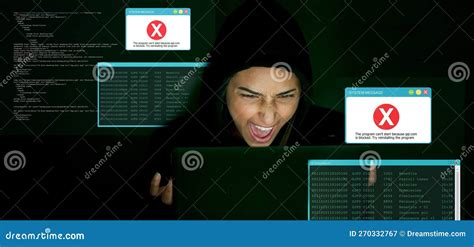 Angry Hacking And Hacker Man For Cyber Security Coding Software