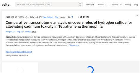 Comparative Transcriptome Analysis Uncovers Roles Of Hydrogen Sulfide