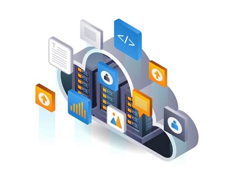 Premium Vector Data Cloud Server Technology Infographics 3d Illustration Flat Isometric