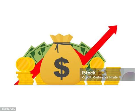 이익 돈 또는 예산 현금 및 상승 그래프 화살표 비즈니스 성공의 개념 자본 수익 혜택 벡터 일러스트입니다 가계에 대한 스톡 벡터 아트 및 기타 이미지 Istock