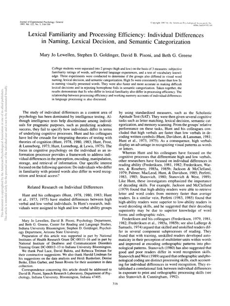 Lexical Familiarity And Processing Efficiency Individual Differences