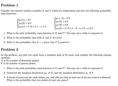 Solved Problem Consider Two Discrete Random Variables X Chegg