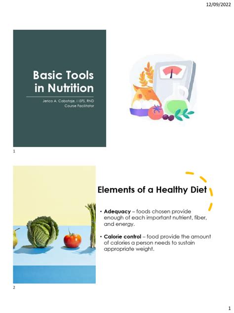 Handouts Unit 1 Basic Tools In Nutrition Pdf