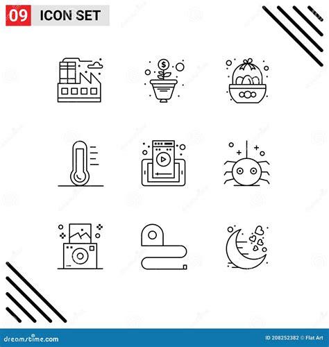 9 User Interface Outline Pack Of Modern Signs And Symbols Of Mobile Green Celebration