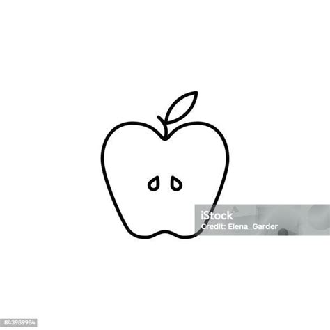 애플 라인 아이콘 개요 벡터 기호 선형 스타일 그림 흰색 절연 심볼 로고 그림입니다 편집 가능한 선입니다 0명에 대한 스톡 벡터 아트 및 기타 이미지 Istock