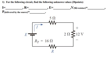 Solved For The Following Circuit Find The Following Chegg