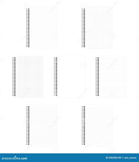 A4 Wire Spiral Notebook Set Isolated On White Vector Mock Up Stock