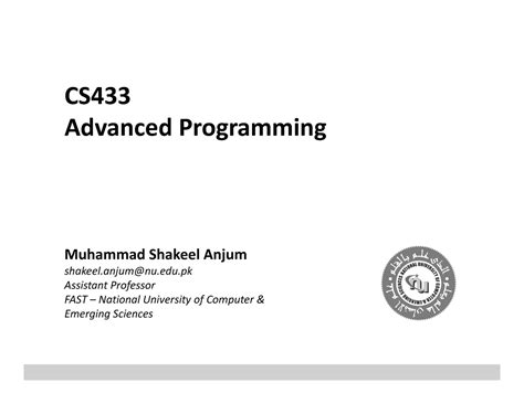 Cs433 01 Cs Advanced Programming Muhammad Shakeel Anjum Shakeelnu