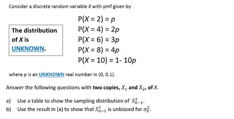 Solved Consider A Discrete Random Variable X With Pmf Given