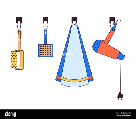 Grooming Studio Tools 2D Linear Cartoon Objects Set Stock Vector Image