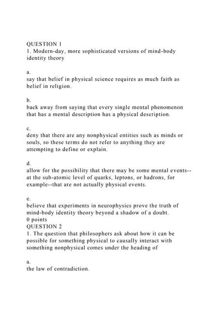 Question 11 Modern Day More Sophisticated Versions Of Mind Bod Docx