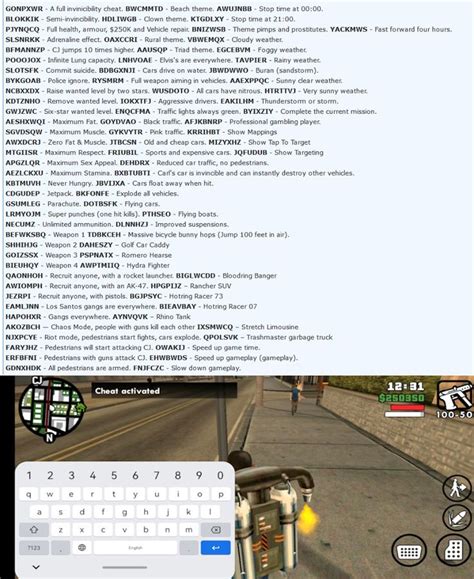 GTA San Andreas Cheat Codes For Android