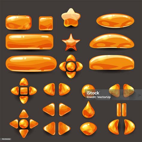 설정된 게임 Ui입니다 그래픽 사용자 인터페이스 Gui 구축 2d 게임의 완전 한 오렌지 메뉴 캐주얼 게임입니다 벡터 개념에 대한 스톡 벡터 아트 및 기타 이미지 Istock