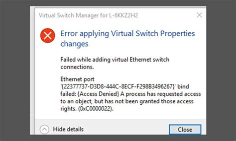 Fix Error Applying Virtual Switch Properties Changes Hyper V