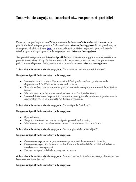 Interviu De Angajare Pdf
