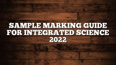 Sample Marking Guide For Integrated Science