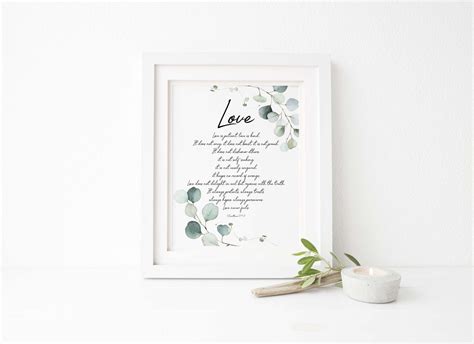 1 Corinthians 13 Bible Verse Print Love Is Patient Scripture Wall Art