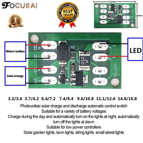 Focusai Solar Generator Charge Controller Auto Light Control Circuit Switch Lithium Battery