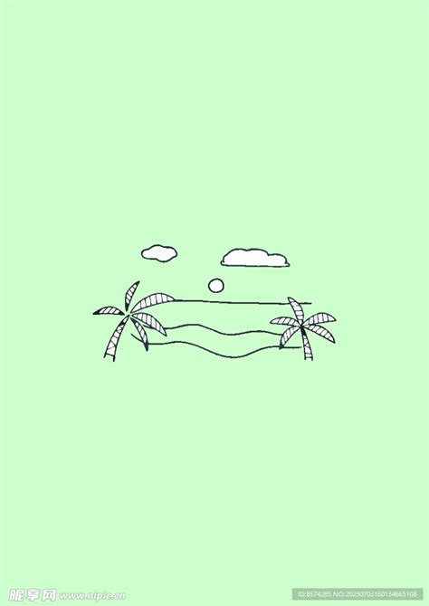 简笔画椰树设计图 其他 动漫动画 设计图库 昵图网