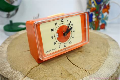 1970s Vintage Good Old Electric Alarm Clock Orange 1970s