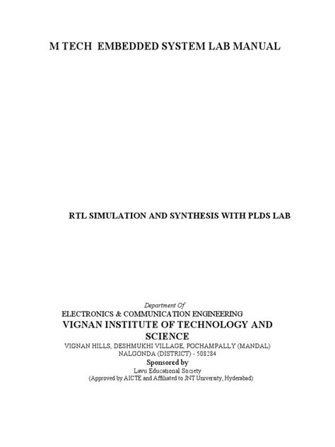 Rtl Simulation Lab Manual Pdf Field Programmable Gate Array Hardware Description Language