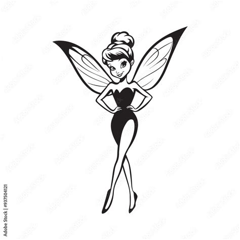 Tinker Bell Outline Design Tinkerbell Clipart Tinker Bell Standing Illustration In Black And Tinker Bell Outline Design Tinkerbell Clipart Tinker Bell Standing Illustration In Black And