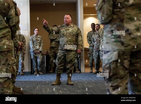 The 163d Wing Command Chief Ryan Williams Briefs Troops At March Air Reserve Base In California