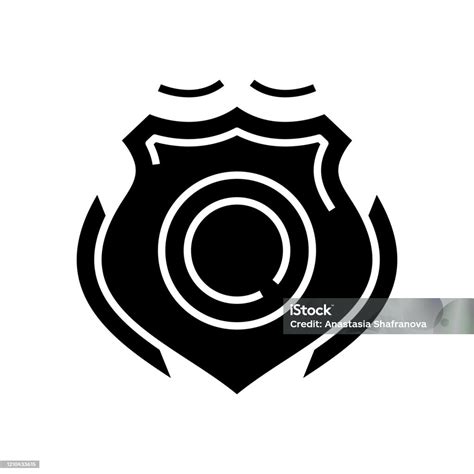 경찰 배지 블랙 아이콘 컨셉 일러스트레이션 벡터 플랫 심볼 글리프 기호 감시에 대한 스톡 벡터 아트 및 기타 이미지 감시