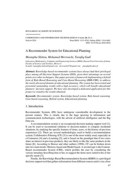 Pdf A Recommender System For Educational Planning