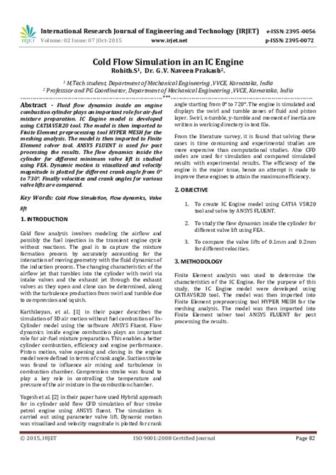 Pdf Cold Flow Simulation In An Ic Engine
