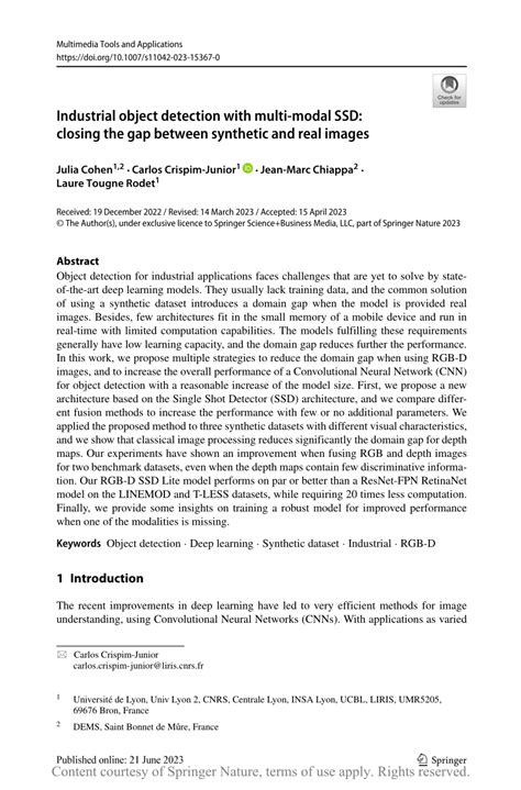 Industrial Object Detection With Multi Modal Ssd Closing The Gap