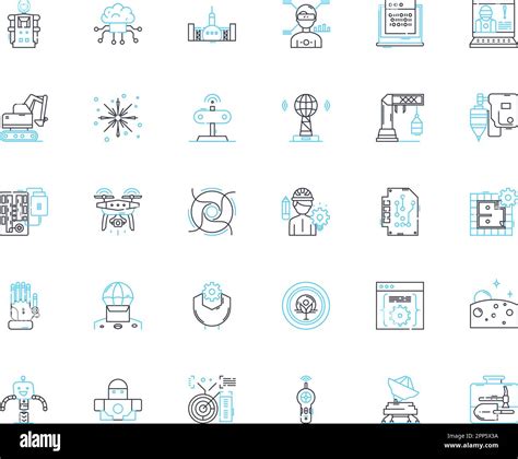 Architect Linear Icons Set Design Blueprint Structure Blueprinting Planning Development