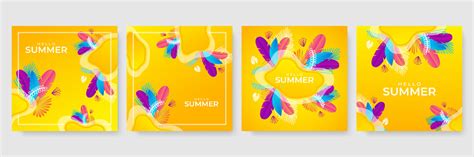 손으로 그린 여름 인스 타 그램 게시물 또는 소셜 미디어 이야기 템플릿 컬렉션 계절에 대한 스톡 벡터 아트 및 기타 이미지 계절 고객 참여 그라데이션 Istock