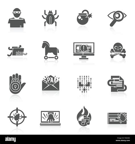 Hacker Icons Black Set Stock Vector Image And Art Alamy