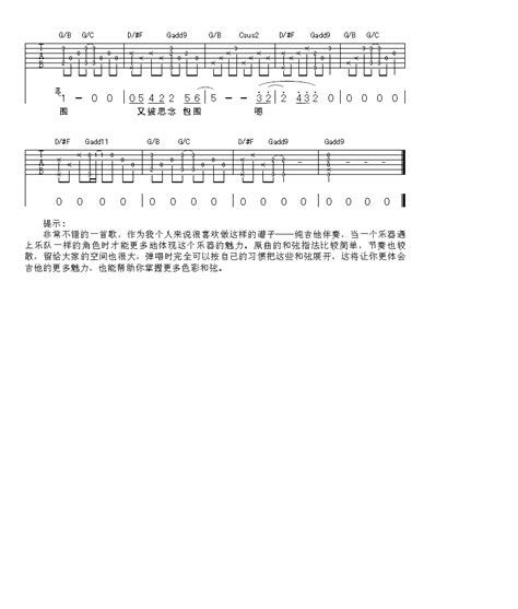 思念 蔡健雅 歌谱 吉他谱 和弦谱 简谱