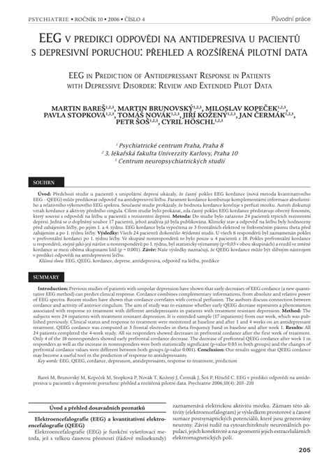 Pdf Eeg In Prediction Of Antidepressant Response In Patients With