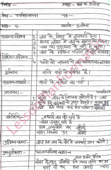 Evs Lesson Plan Class 4 In Hindi Artofit