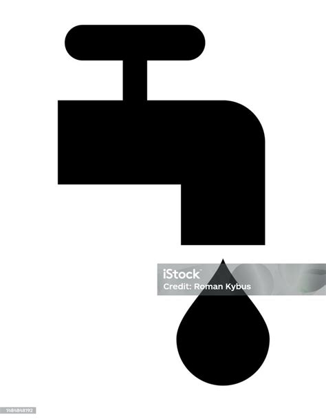물방울이 떨어지는 수도꼭지 흑백 벡터 실루엣 기호 그림 물방울 흰색 배경 로고에 대한 스톡 벡터 아트 및 기타 이미지 로고 수도꼭지 개념 Istock