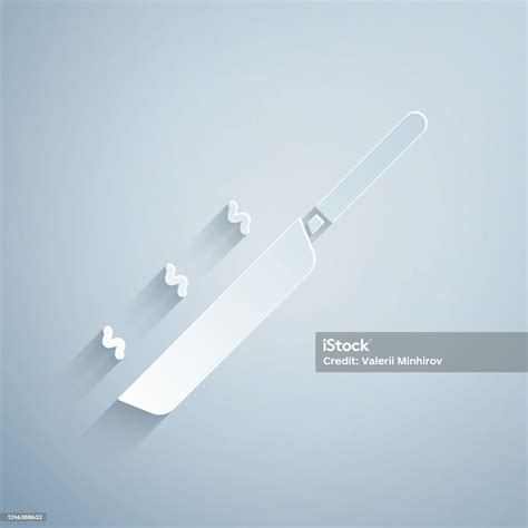 종이 잘라 프라이팬 아이콘 회색 배경에 격리 튀김 또는 구운 음식 기호 종이 아트 스타일입니다 벡터 일러스트레이션 3차원 형태에