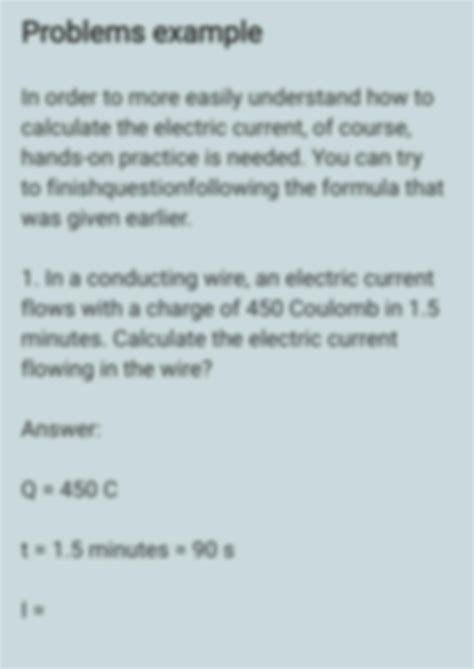 SOLUTION Formulas And How To Calculate The Electric Current Studypool