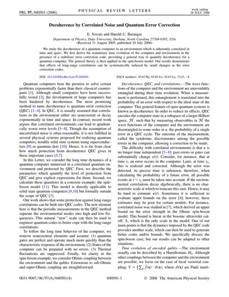 Decoherence By Correlated Noise And Quantum Error Correction